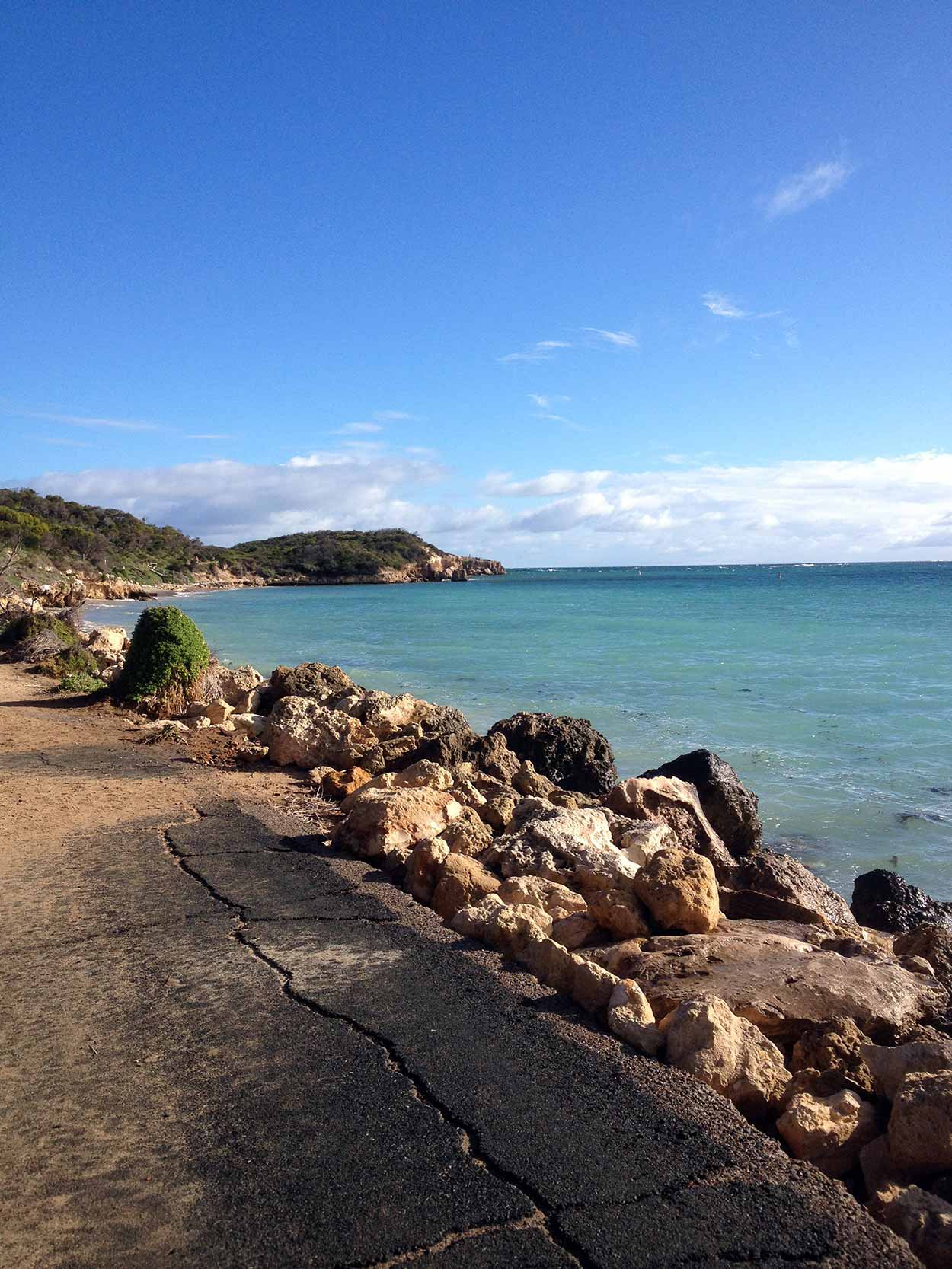 The clear blue waters of Cockburn Sound on the northern side of Point ...