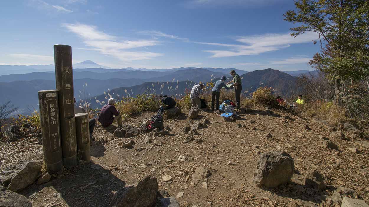 At the summit of Mount Odake with views of Mount Fuji: A photograph ...