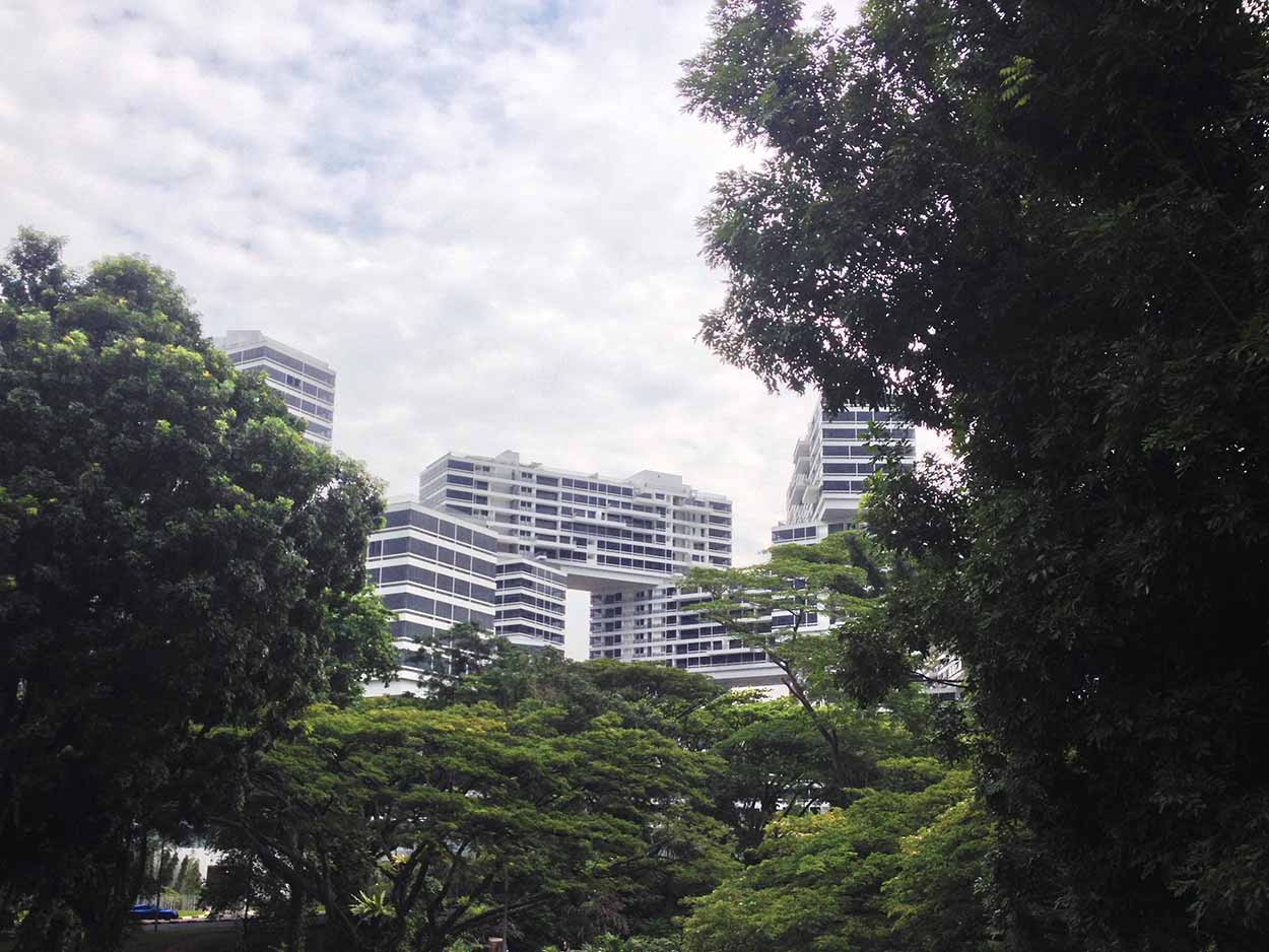 Skyscrapers tower above the greenery as viewed from the Alexandra Arch ...
